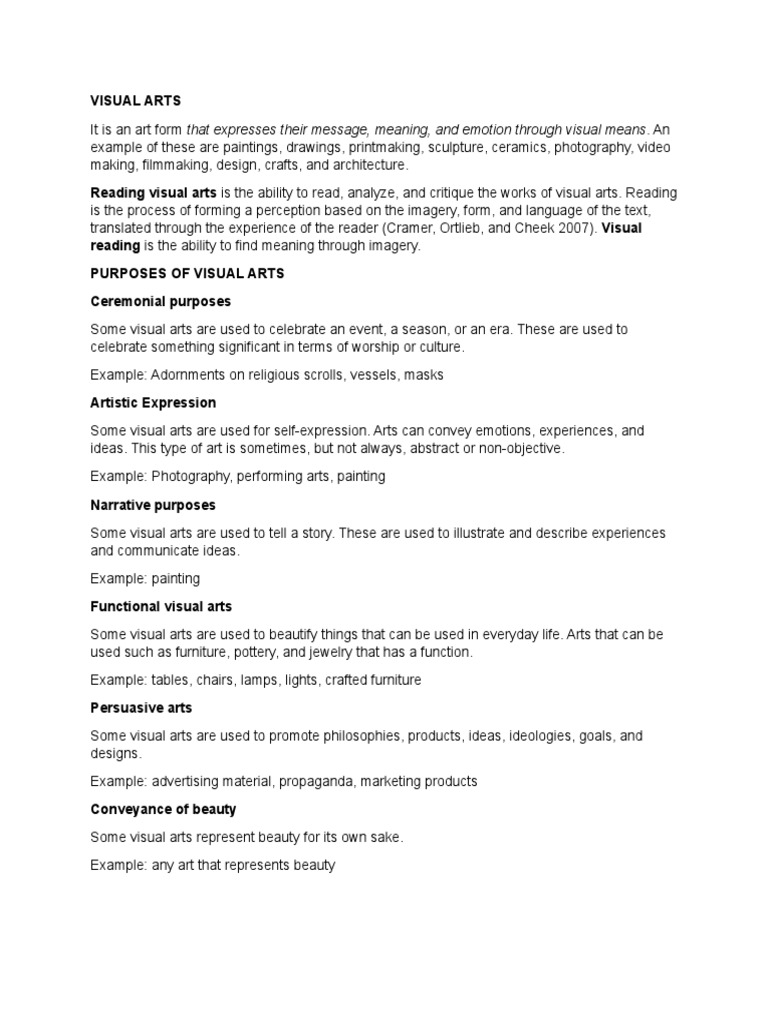 Reading Visual Art Reviewer | PDF | Composition (Visual Arts) | Drawing