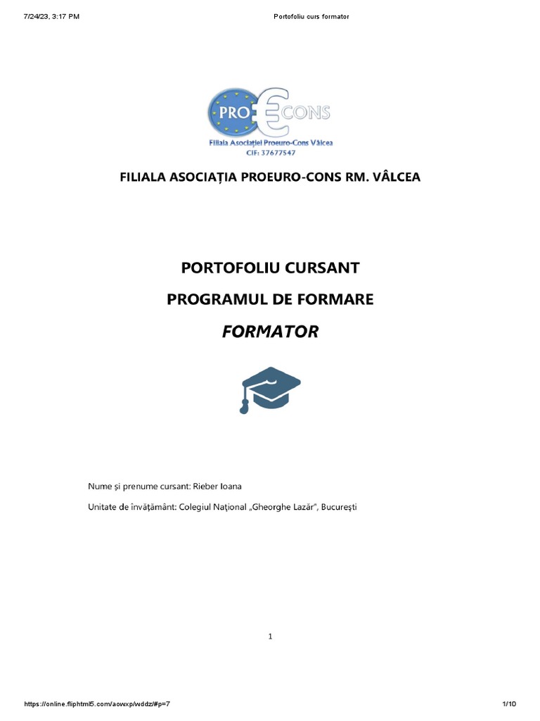 Portofoliu Curs Formator | PDF