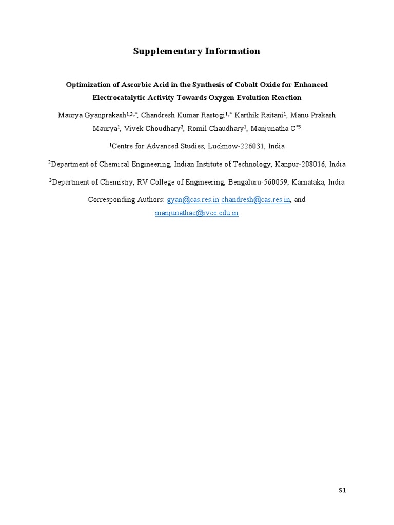 SI - Optimization of Ascorbic Acid in The Synthesis of Cobalt Oxide For Enhanced ...