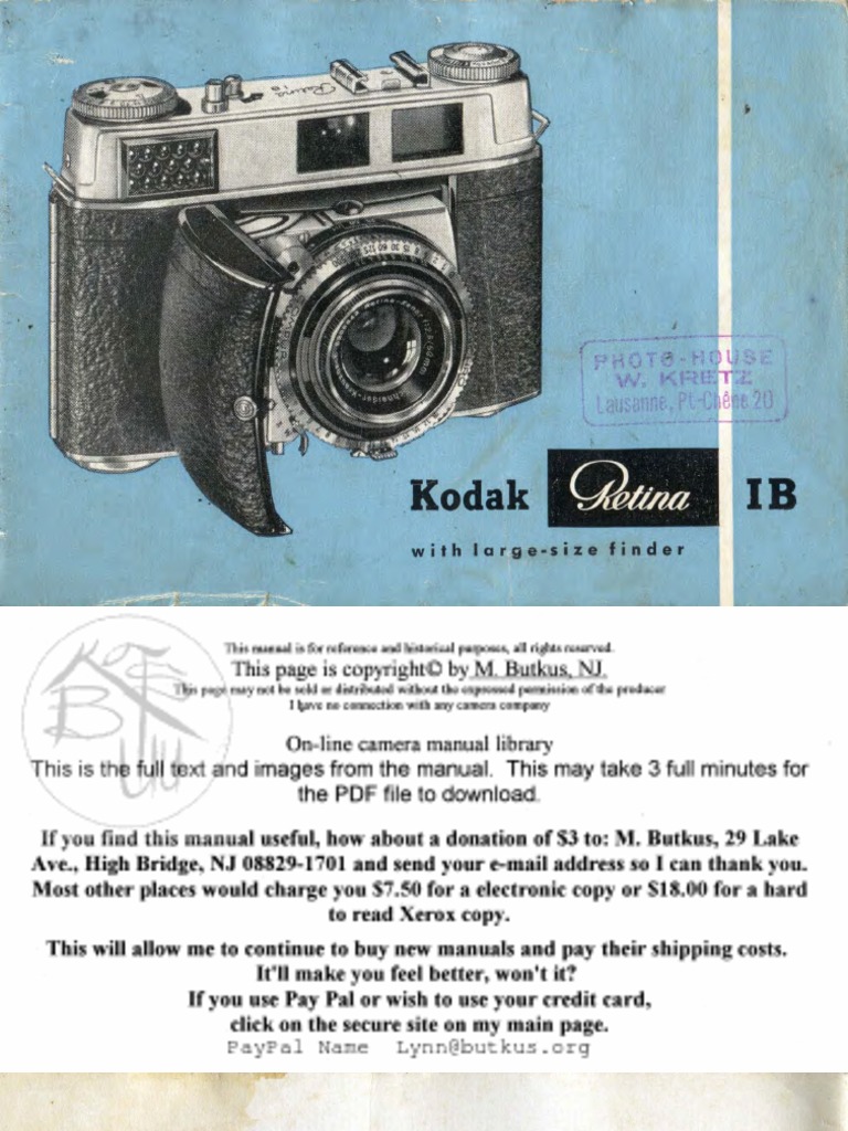 Manual kodak retina Ib | PDF