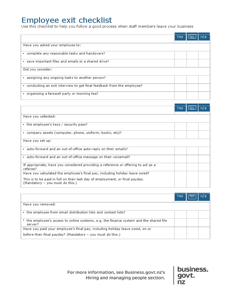 Employee Exit Checklist | PDF