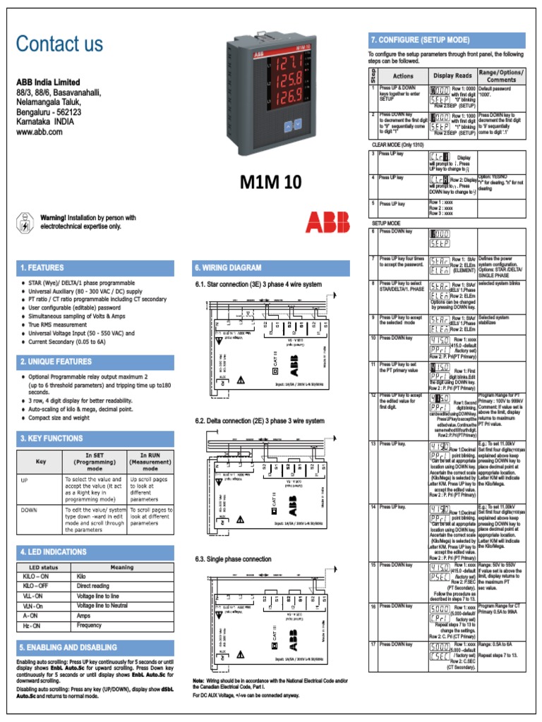 M1M 10 Manual and Wiring Guide | PDF | Alternating Current | Power Supply