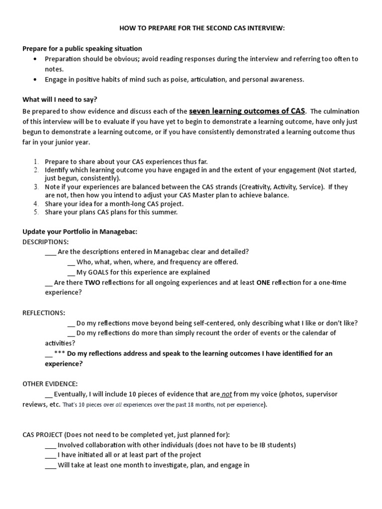 How To Prepare For CAS 2nd Interview | PDF | Experience | Awareness