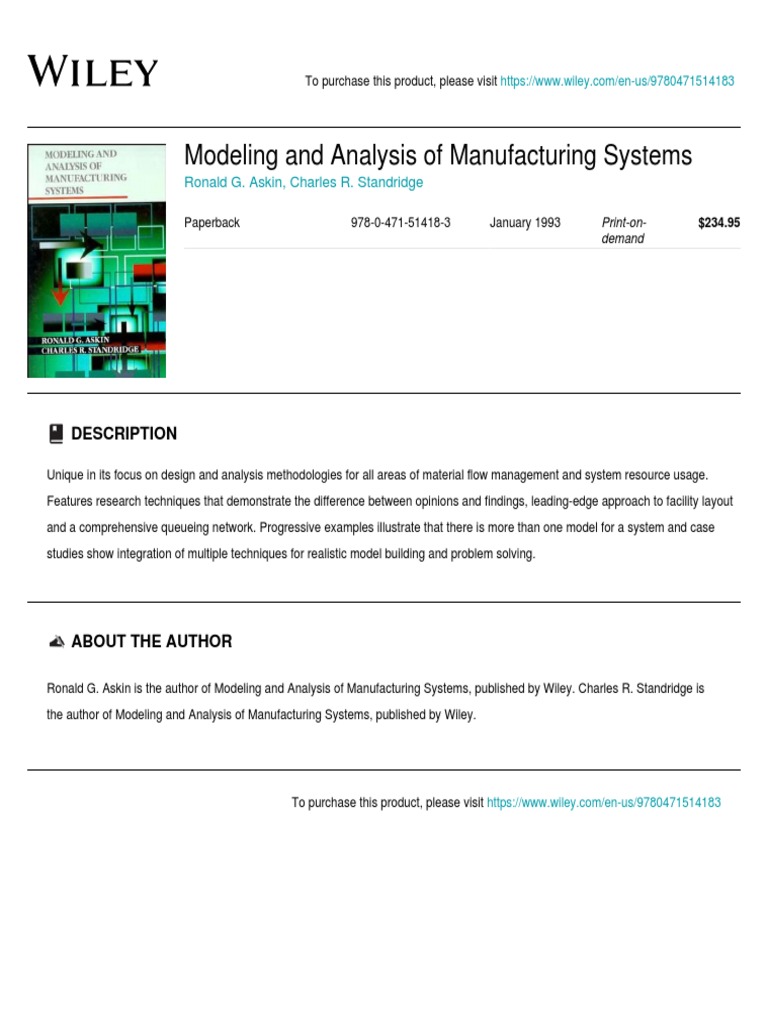 Wiley - Modeling and Analysis of Manufacturing Systems - 978!0!471-51418-3 | PDF