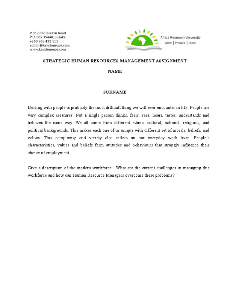 Strategic Human Resources Management Assignment 2 | PDF
