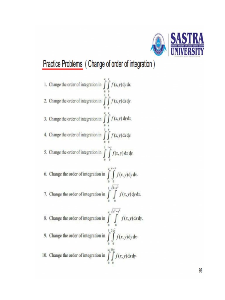 Change of order of integration-Problems | PDF