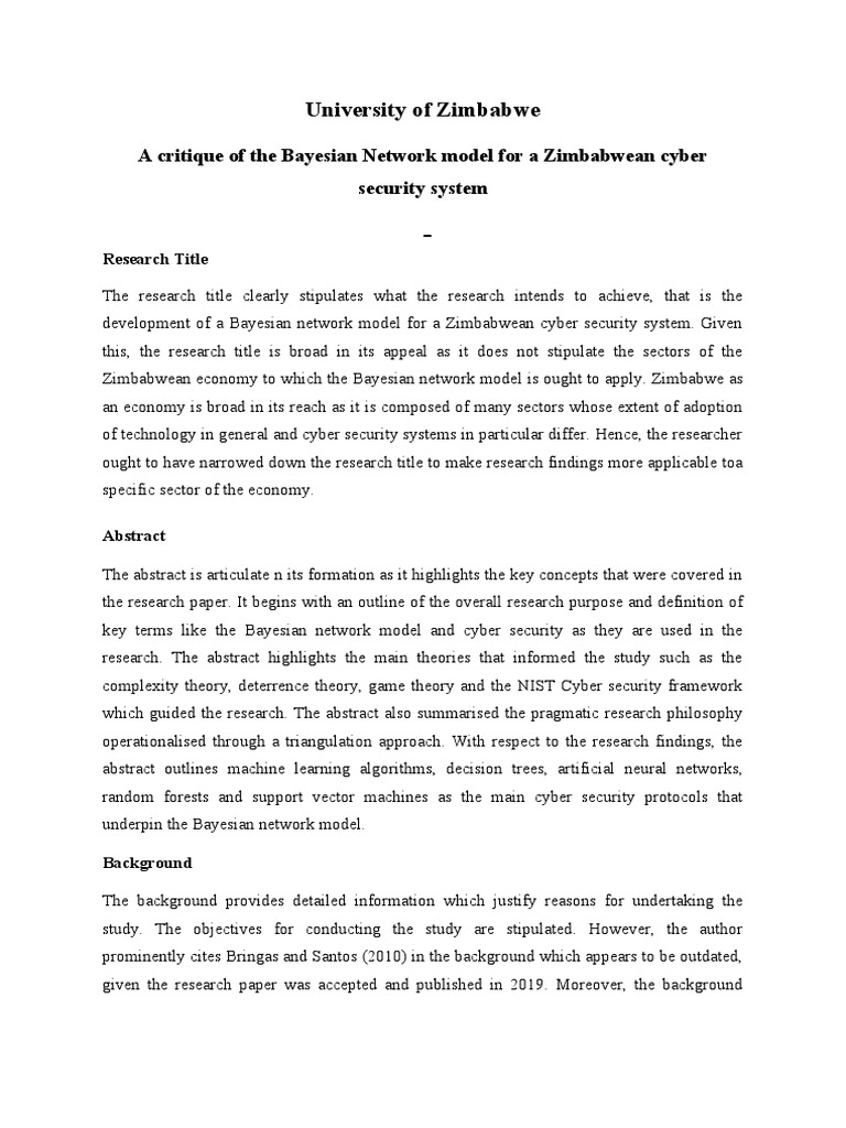 A - Critique - of - The - Bayesian - Network Model - For - A ...