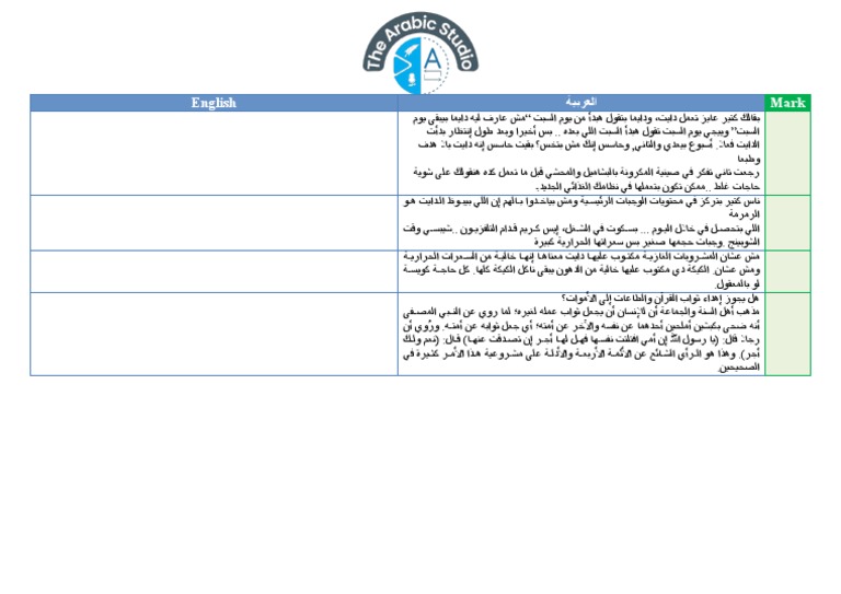 Arabic To English Translation Test | PDF