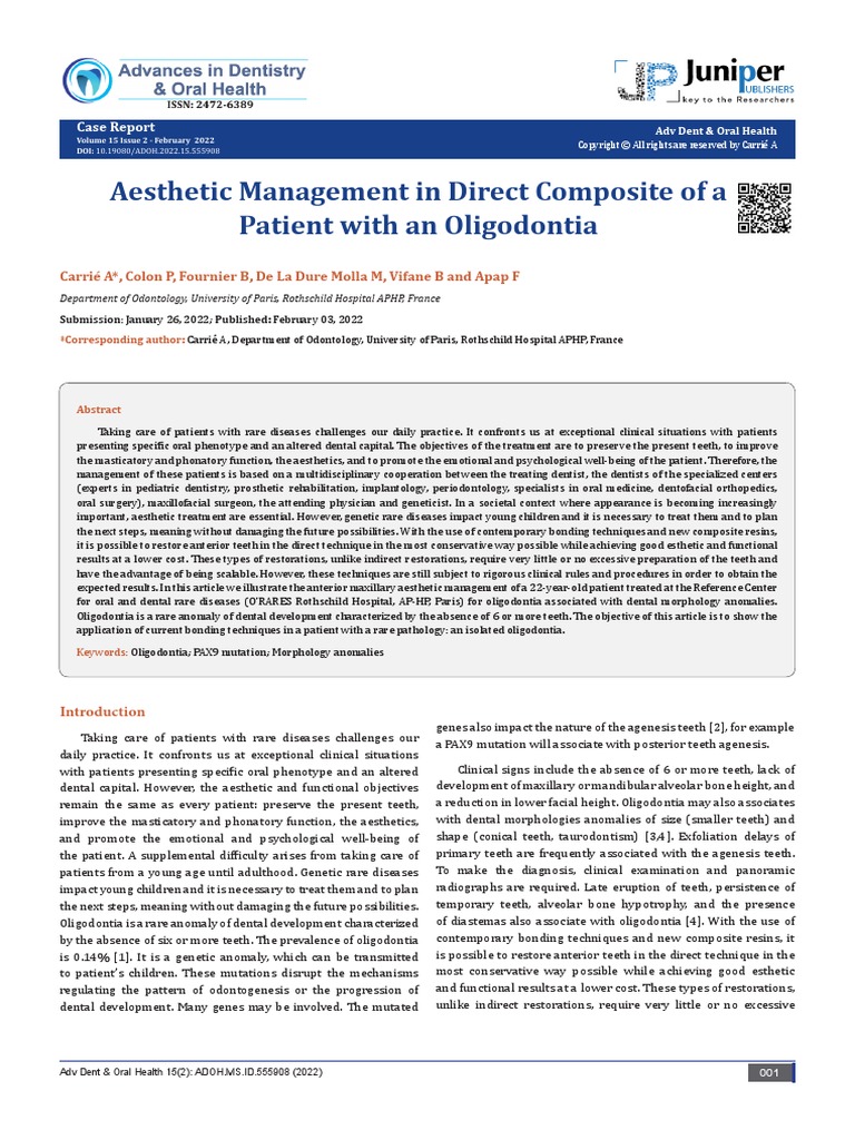 Aesthetic Management in Direct Composite of A Patient With An ...