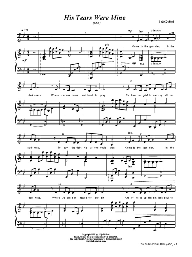 His Tears Were Mine Solo | PDF