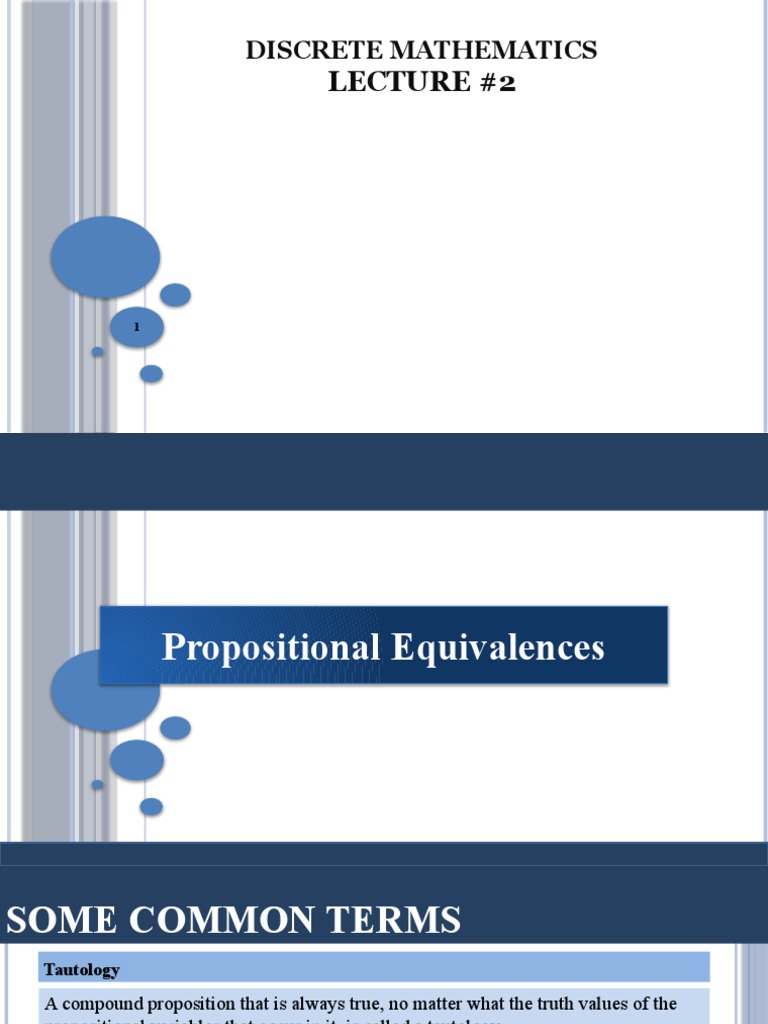 Lecture 2 Propositional Equivalence | PDF