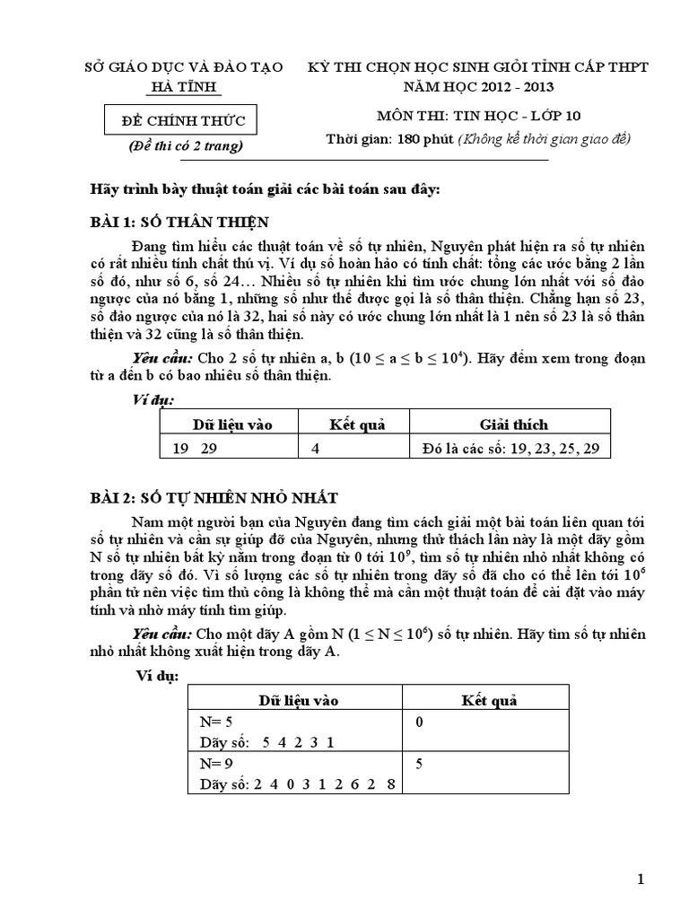 Dethi HSG L10 2013 HaTinh Tinhoc | PDF