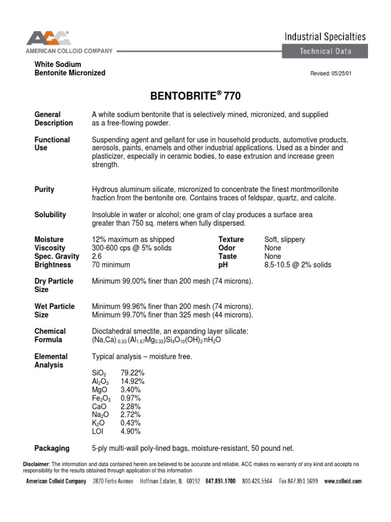 Bentobrite 770 Tech Sheet | PDF