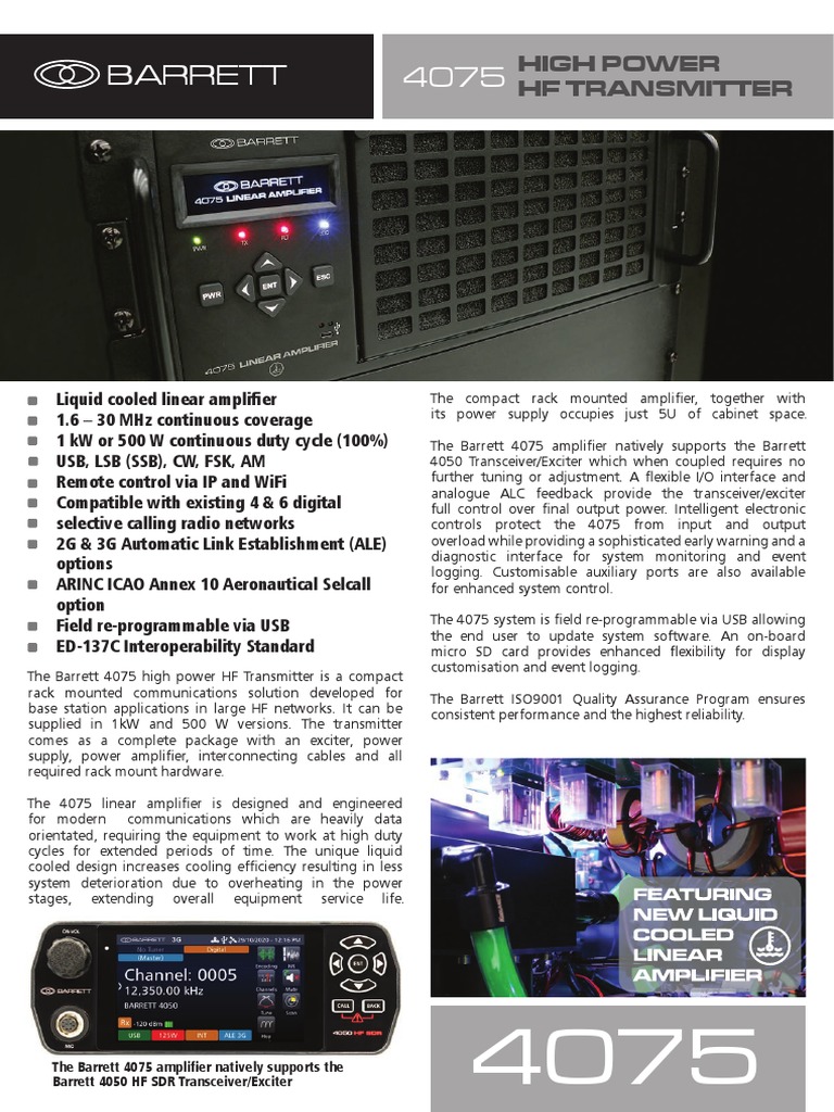 4075 High Power 1kW Transmitter English | PDF | Amplifier | Electronics