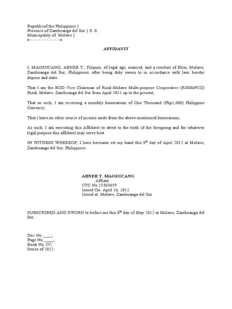 Affidavit Honorarium | PDF Affidavit Honorarium | PDF