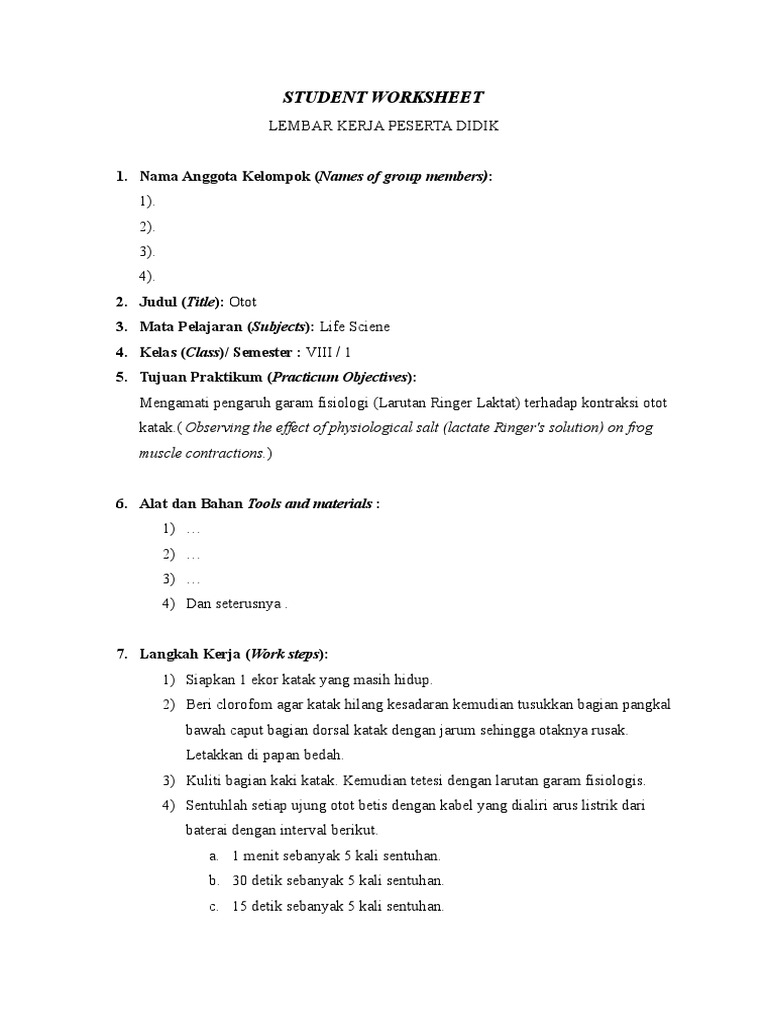 Pengaruh Larutan Ringer pada Otot Katak | PDF