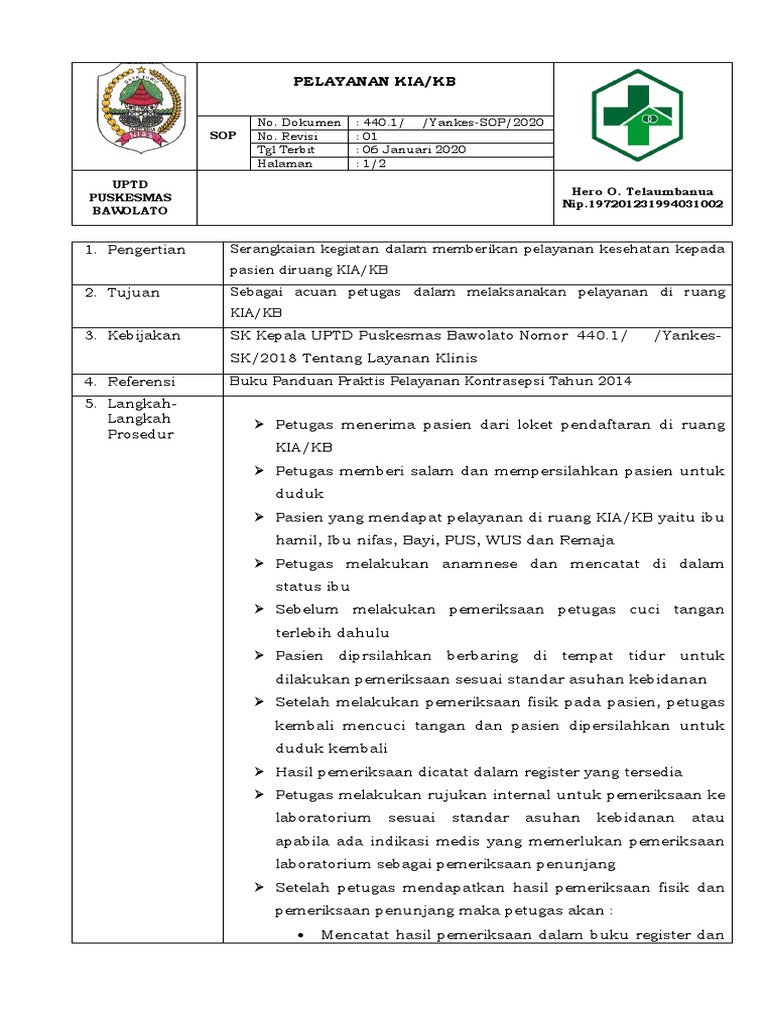 Sop Pelayanan Kia-Kb | PDF