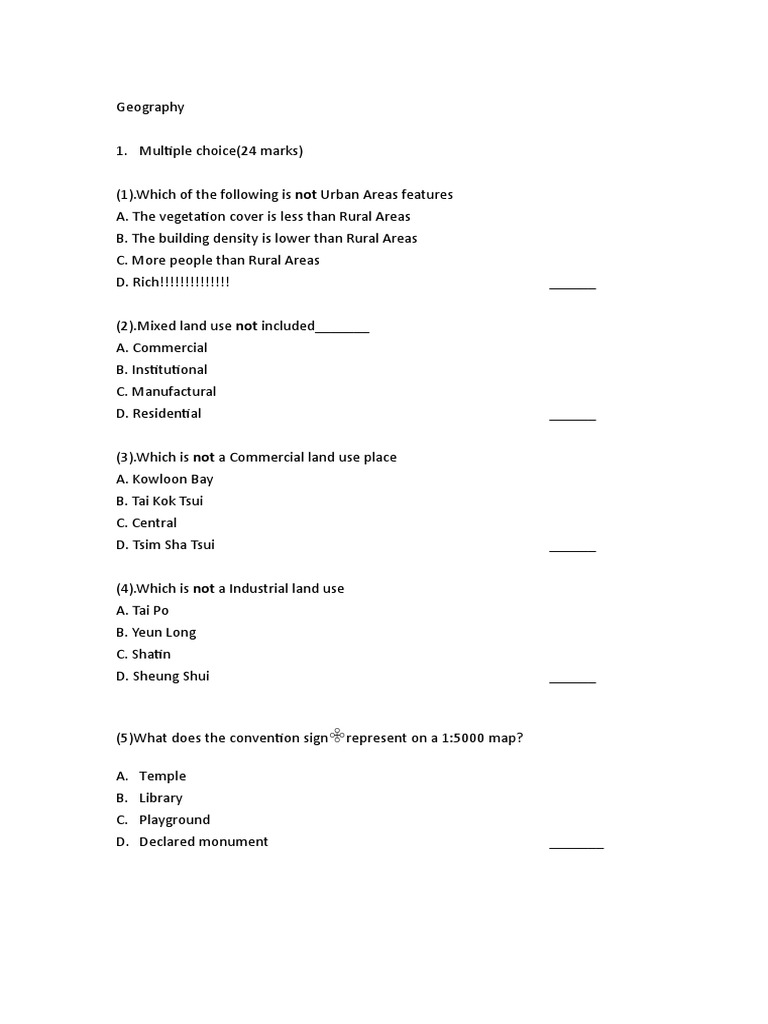 Form 1 Geography Exam Paper | PDF | Art