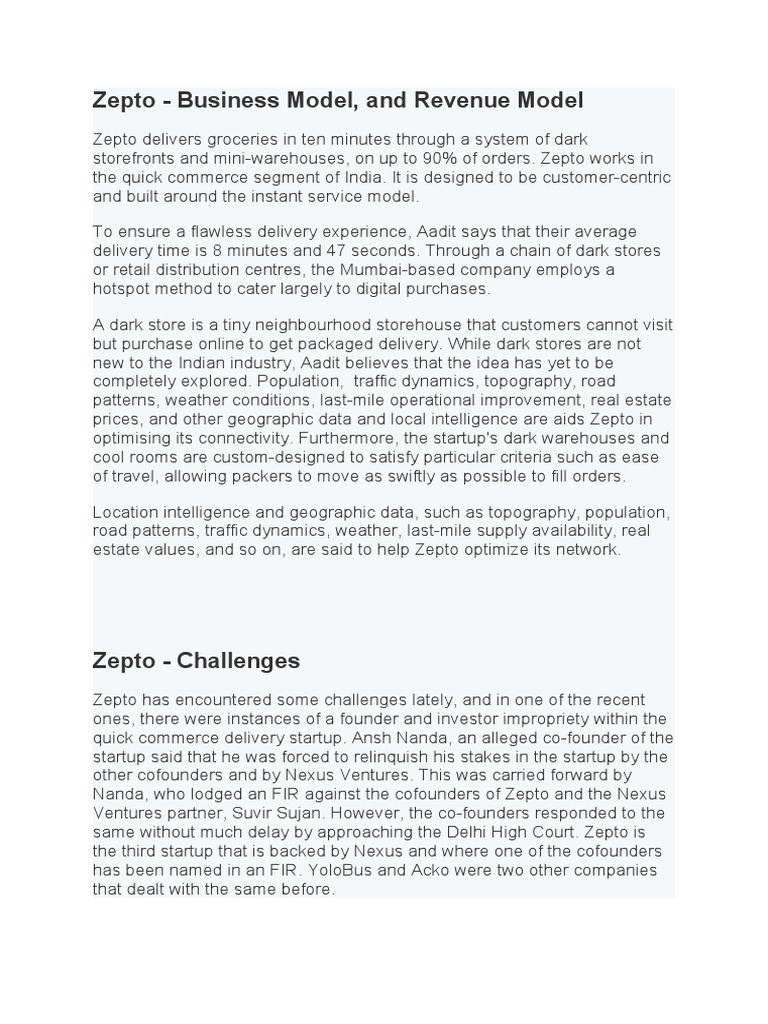 Zepto | PDF