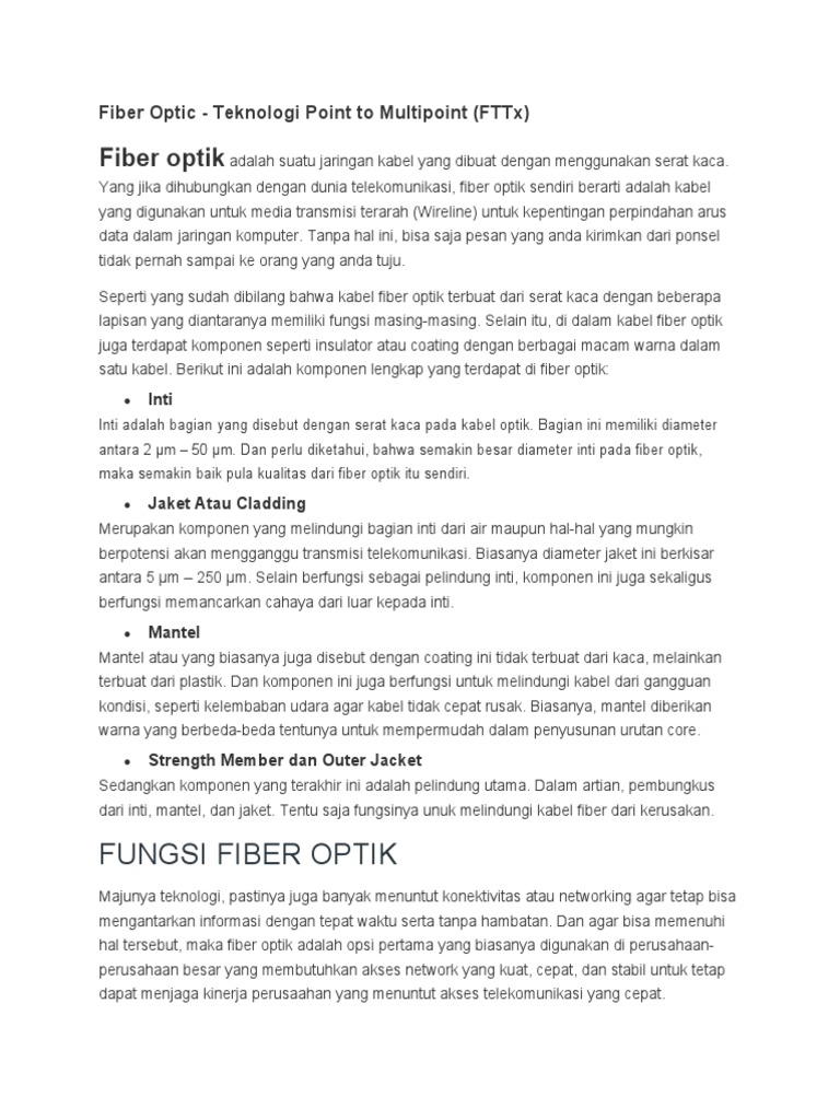 Teknologi Point To Point Fiber Optic | PDF | Teknologi & Rekayasa