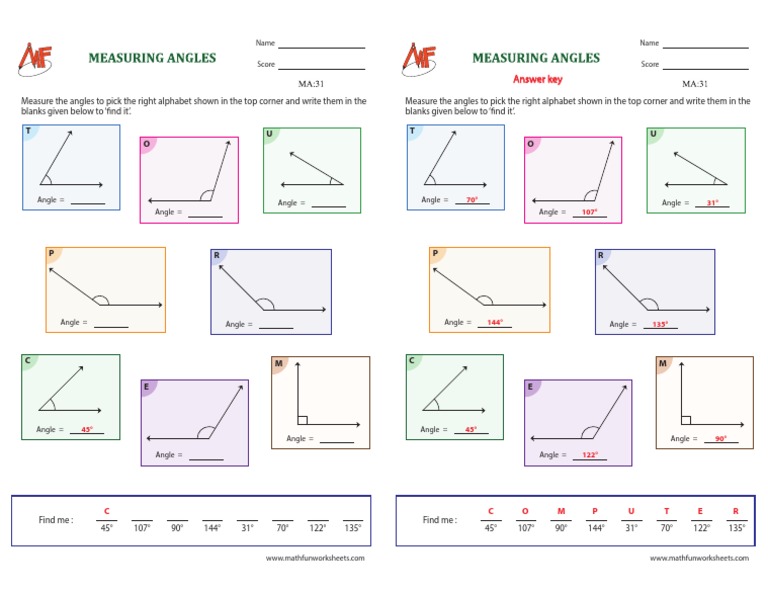 Worksheet Measure of Angle | PDF