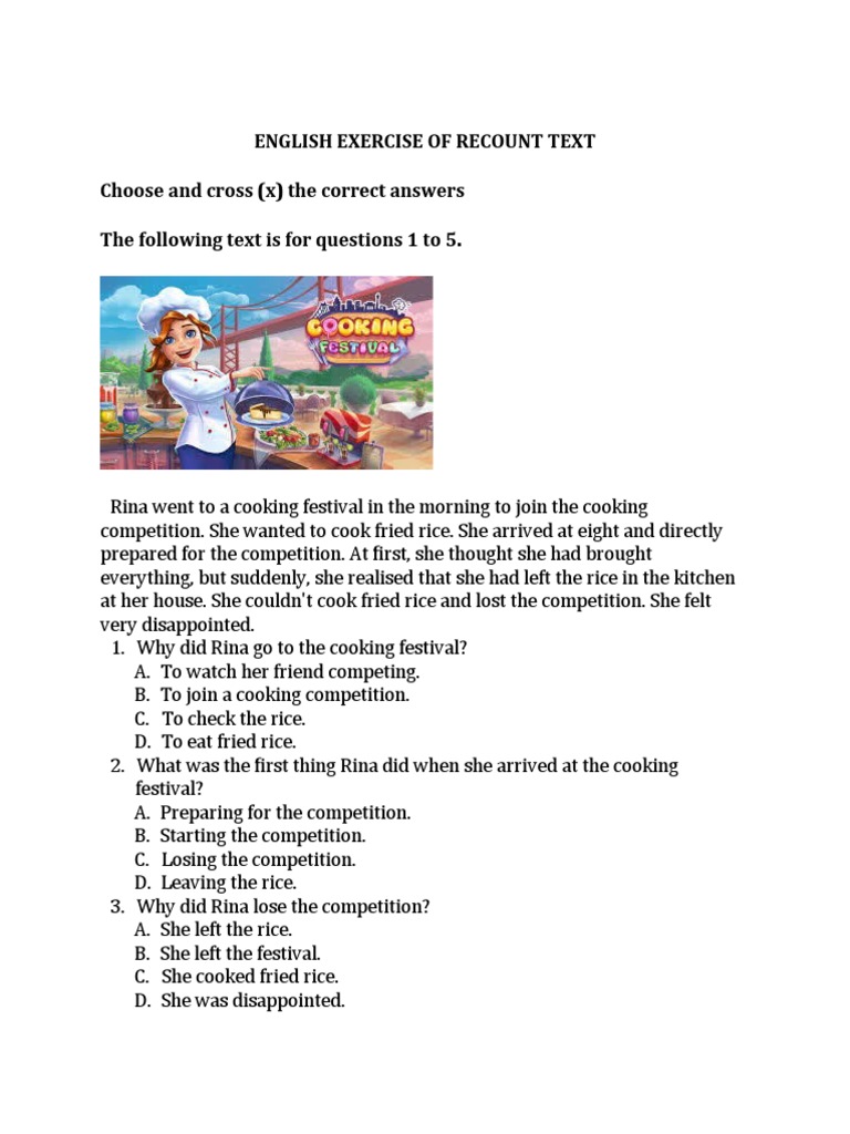 English Exercise of Recount Text Grade 8 | PDF