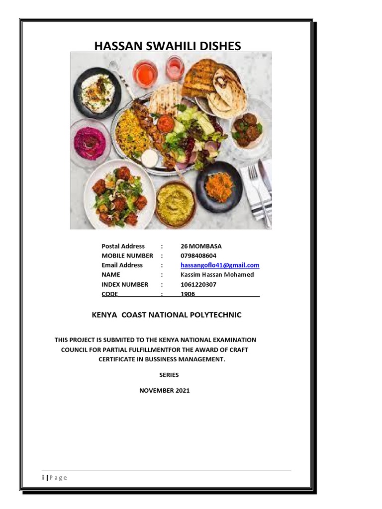 Hassan Swahili Dishes Menu Overview | PDF | Pricing | Income Statement