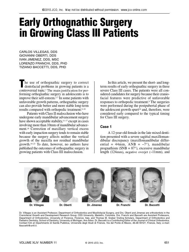 Early Orthognathic Surgery in Growing Class III Patients | PDF