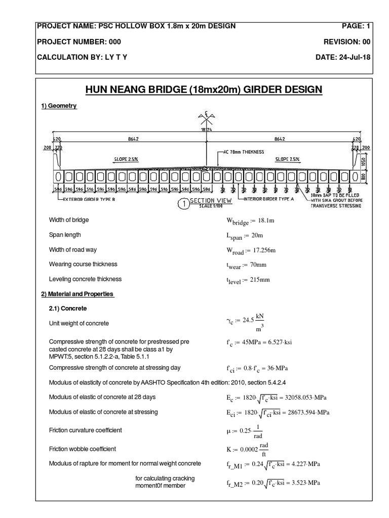 PT Hollow Box (BR 18m X 20m) Girder Design-Rev FINAL | PDF | Strength ...