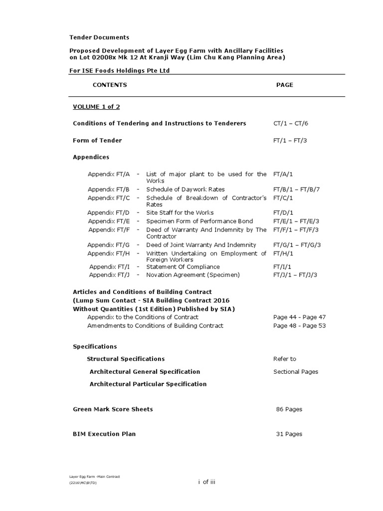 Layer Egg Farm Tender Documents | PDF