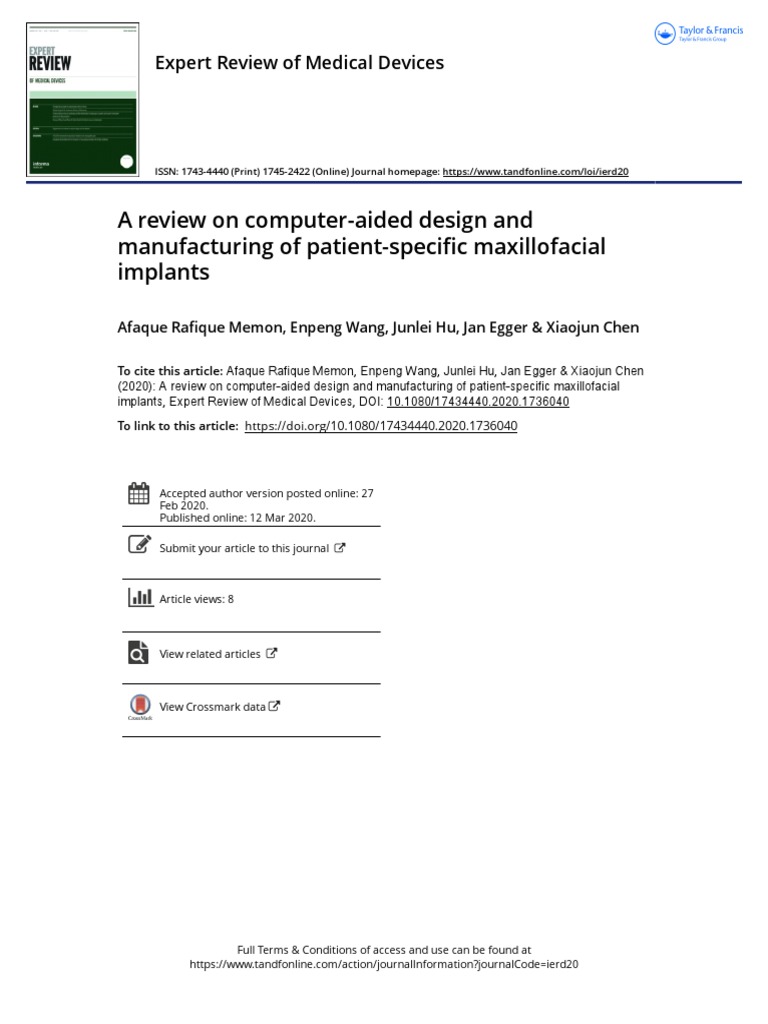 A Review On Computer-Aided Design and Manufacturing of Patient-Specific ...