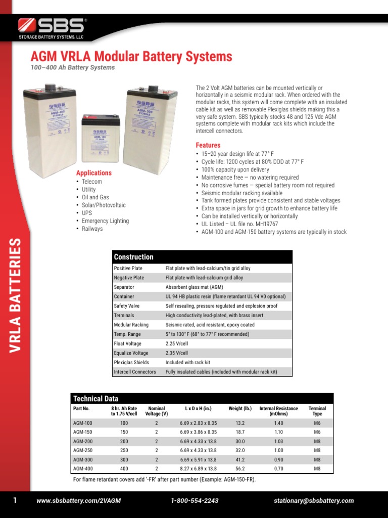 SBSBattery VRLA AGM ModularSystems Wrack | PDF | Materials ...
