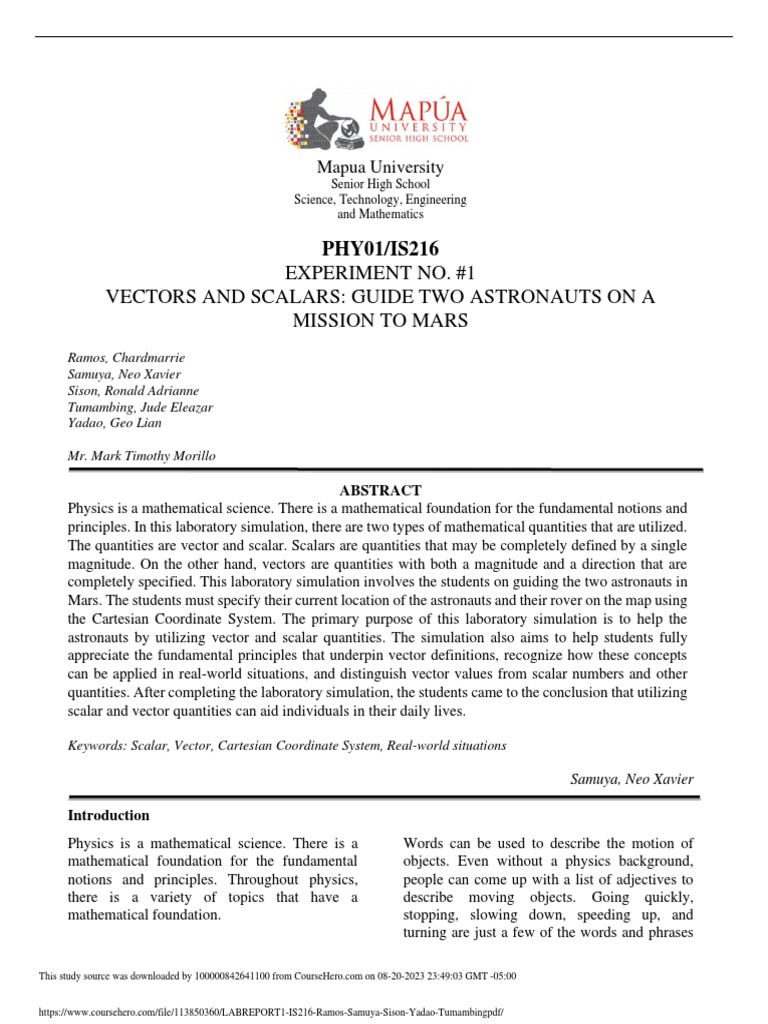 LABREPORT1 IS216 Ramos Samuya Sison Yadao Tumambing | PDF | Euclidean ...