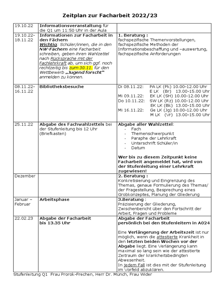 Zeitplan zur Facharbeit 2022_23 | PDF