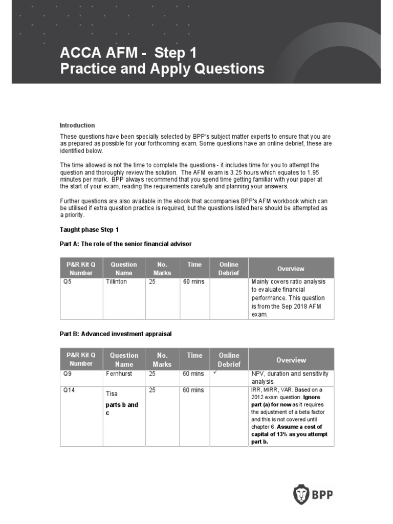 AFM Practice Apply Guidance - Step 1 | PDF | Business | Economies