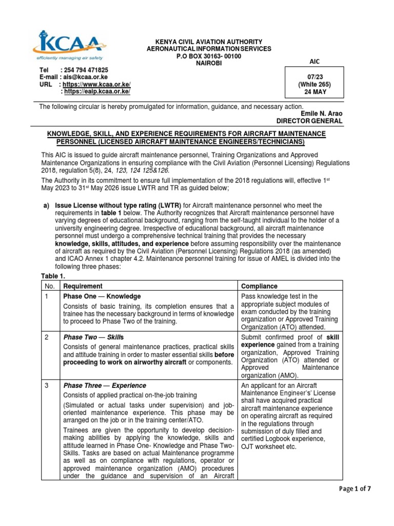 AIC on Aircraft Maintenance Licensing | PDF | Business | Technology ...