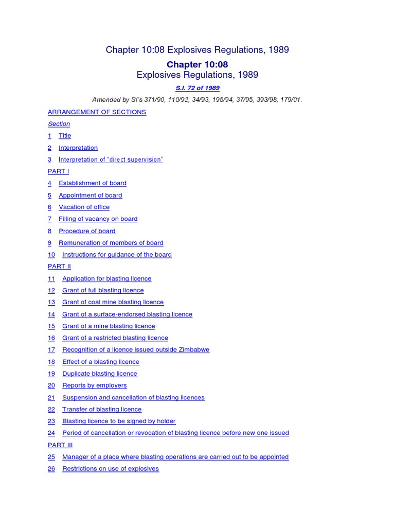Chapter 10 - 08 Explosives Regulations 1989 | PDF
