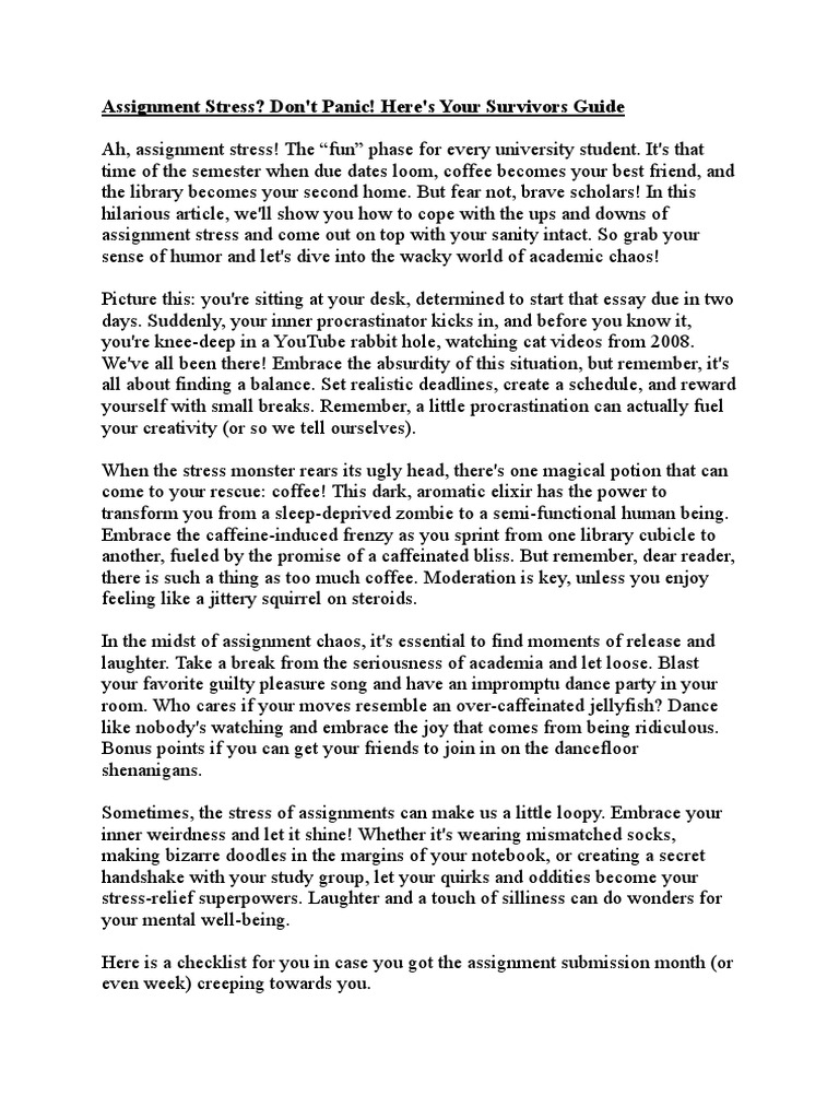 Assignment Stress | PDF