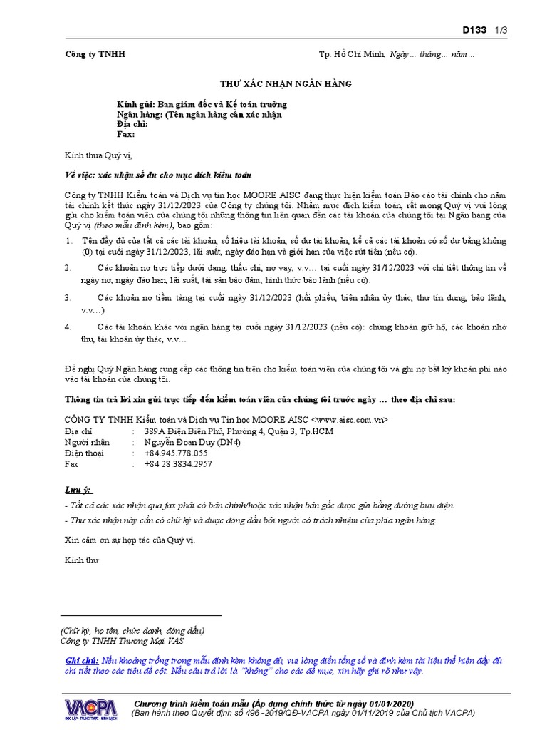 D133 - Mau Thu Xac Nhan TGNH (X) | PDF