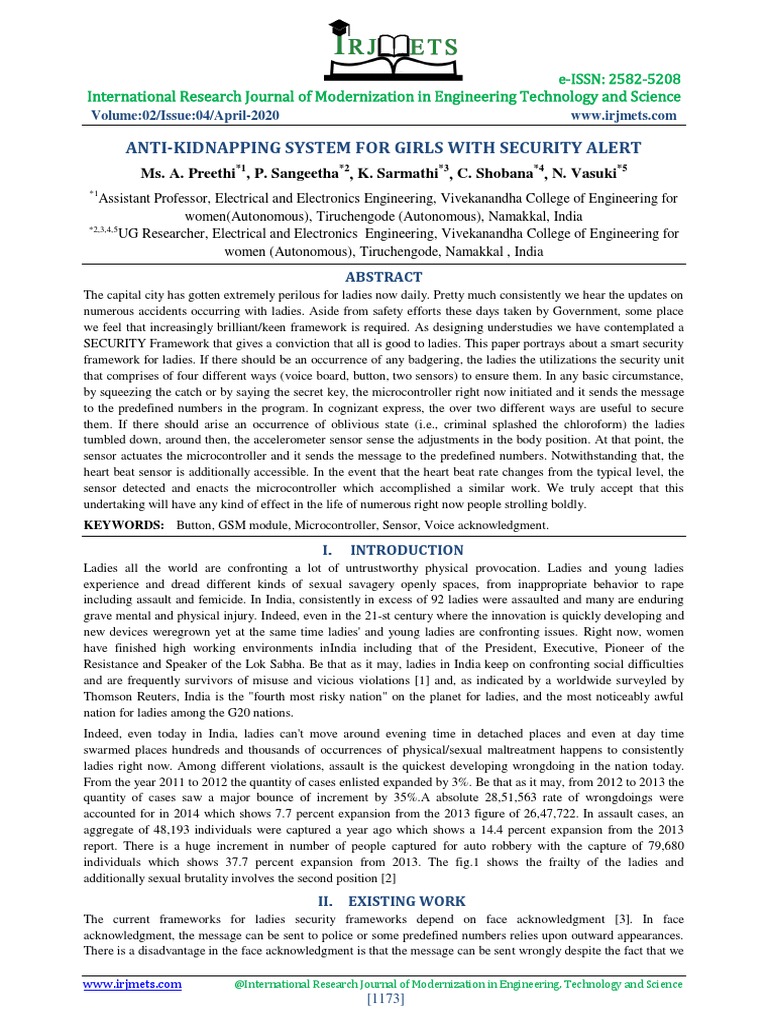 Anti-Kidnapping System For Girls With Security Alert | PDF | Modem ...