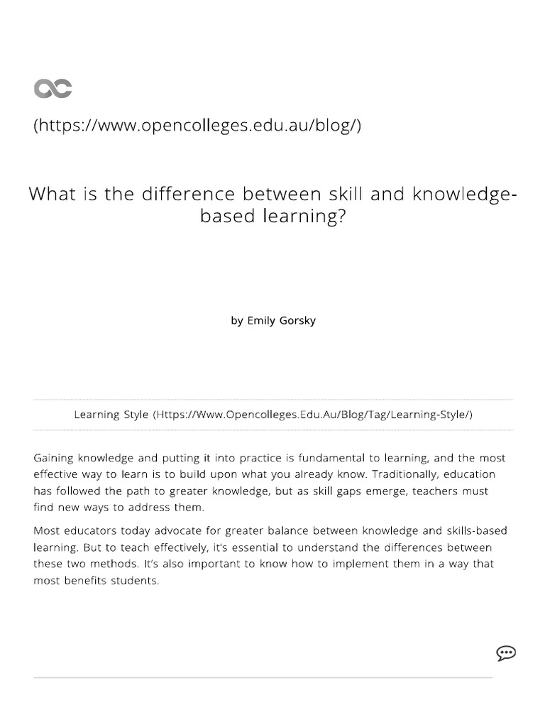 Knowledge VS Skill Base Learning | PDF Knowledge VS Skill Base Learning | PDF