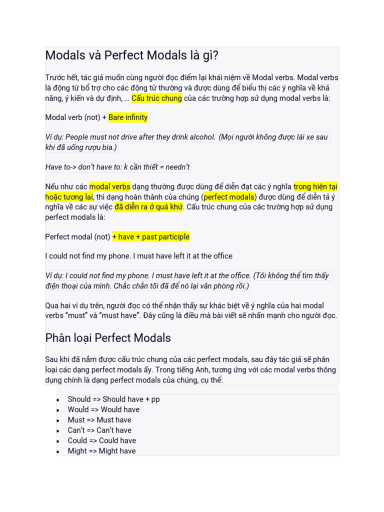 Modals Và Perfect Modals | PDF