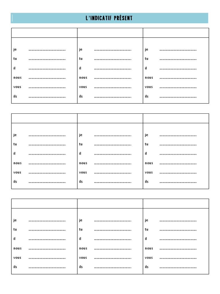 Invulblad Franse Werkwoorden | PDF