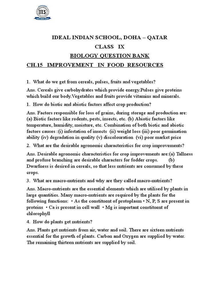 Question Bank Bio | PDF | Tissue (Biology) | Cell (Biology)
