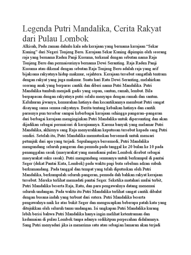 Legenda Putri Mandalika | PDF