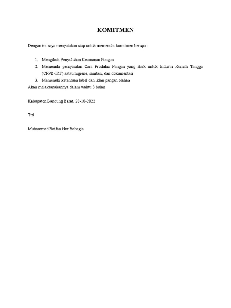 Lembar KOMITMEN | PDF