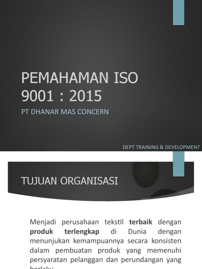 Pemahaman ISO 9001:2015 di PT Dhanar Mas | PDF | Bisnis