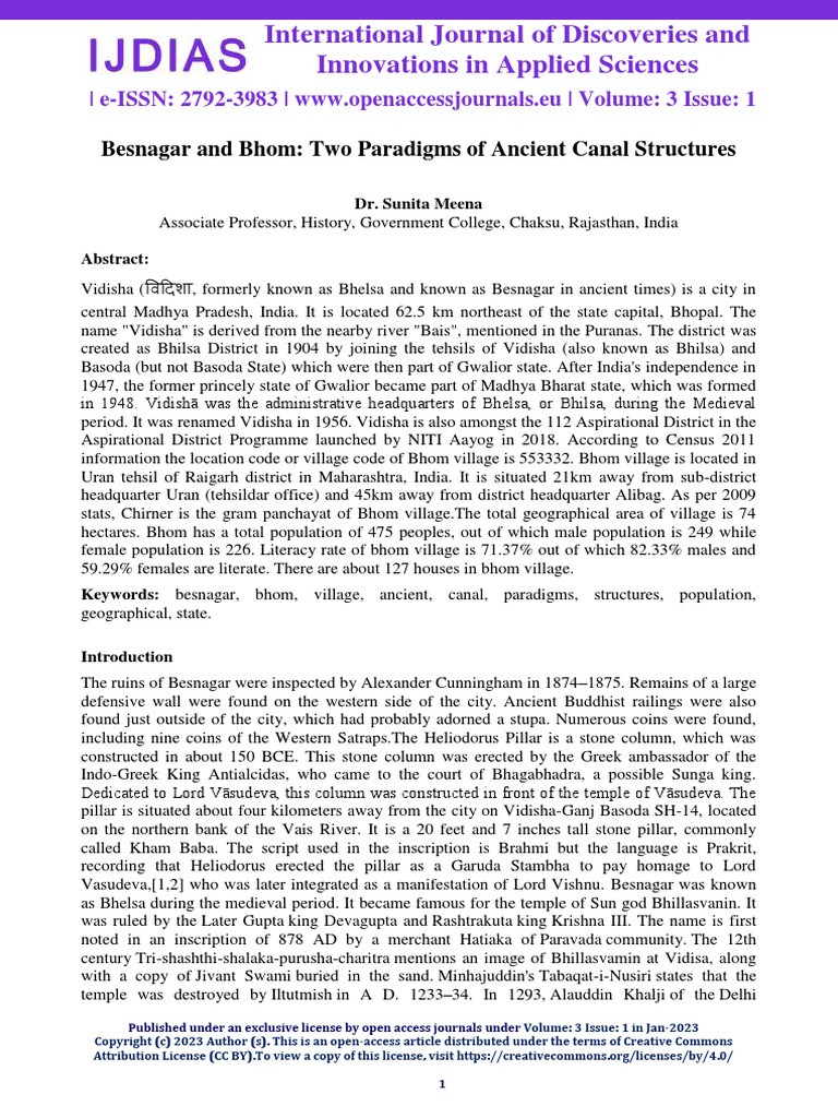Besnagar and Bhom: Two Paradigms of Ancient Canal Structures | PDF ...