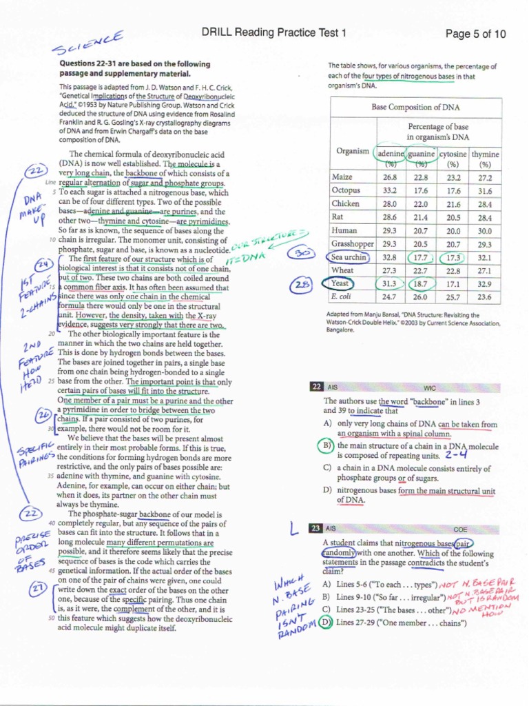SOLUTIONS New SAT Reading Passage 3 T1 Drill | PDF