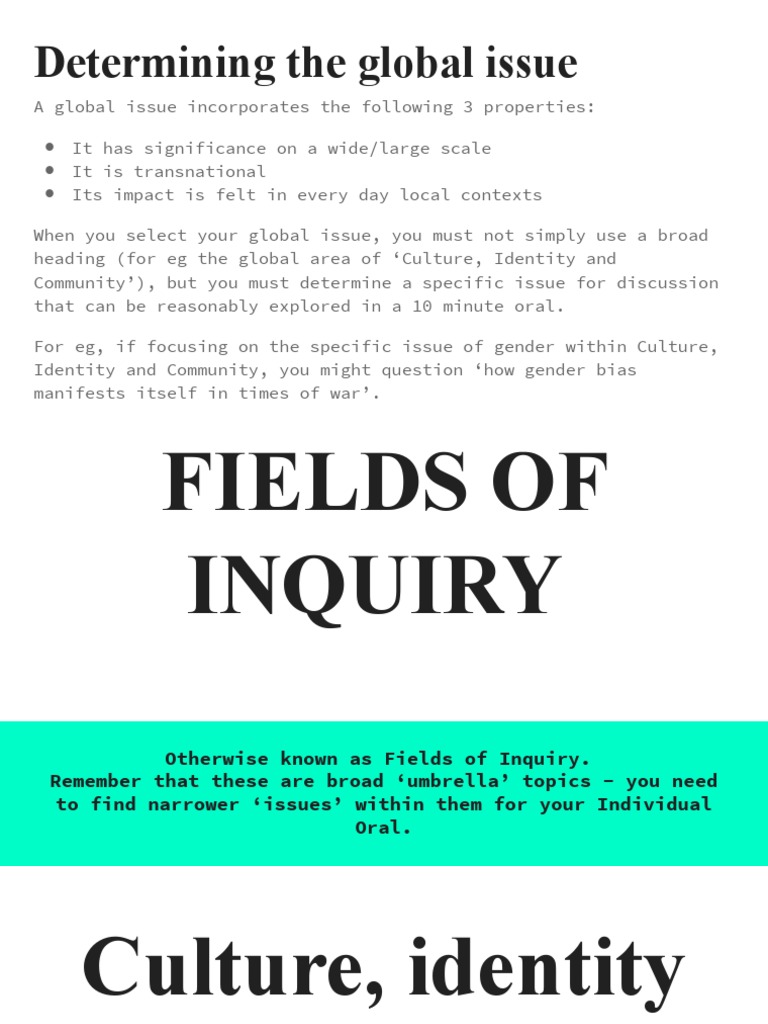 Fields of Inquiry Global Issues 1 | PDF | Social Science